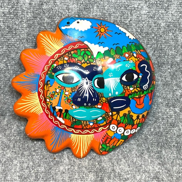 Art | Vintage Terracota Mexican Folk Art Sun Moon | Poshmark